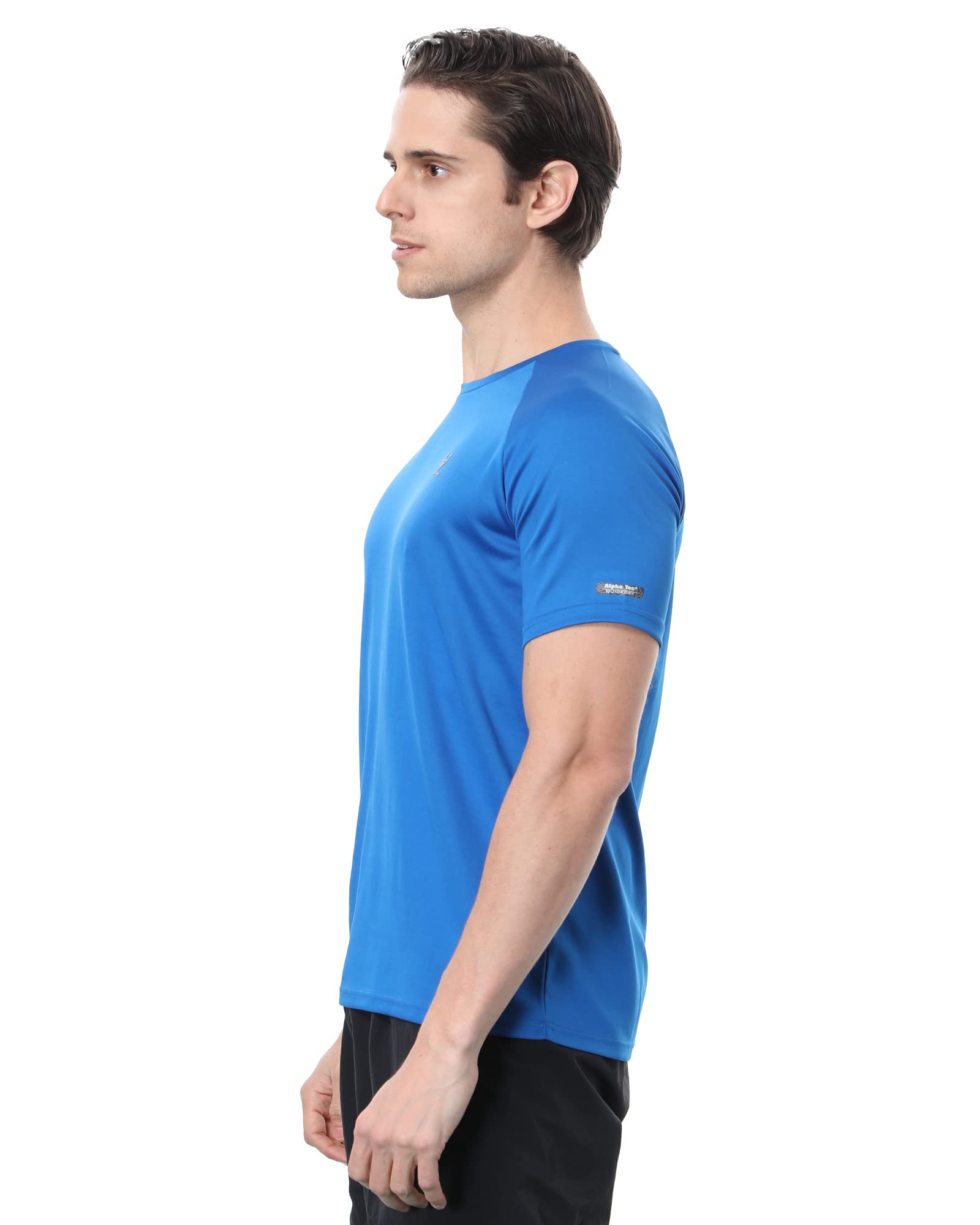 ALPHA CAMP Men's Crew Neck Quick Dry T Shirt Athletic Casual Fashion Short Sleeve Tee Shirts Blue