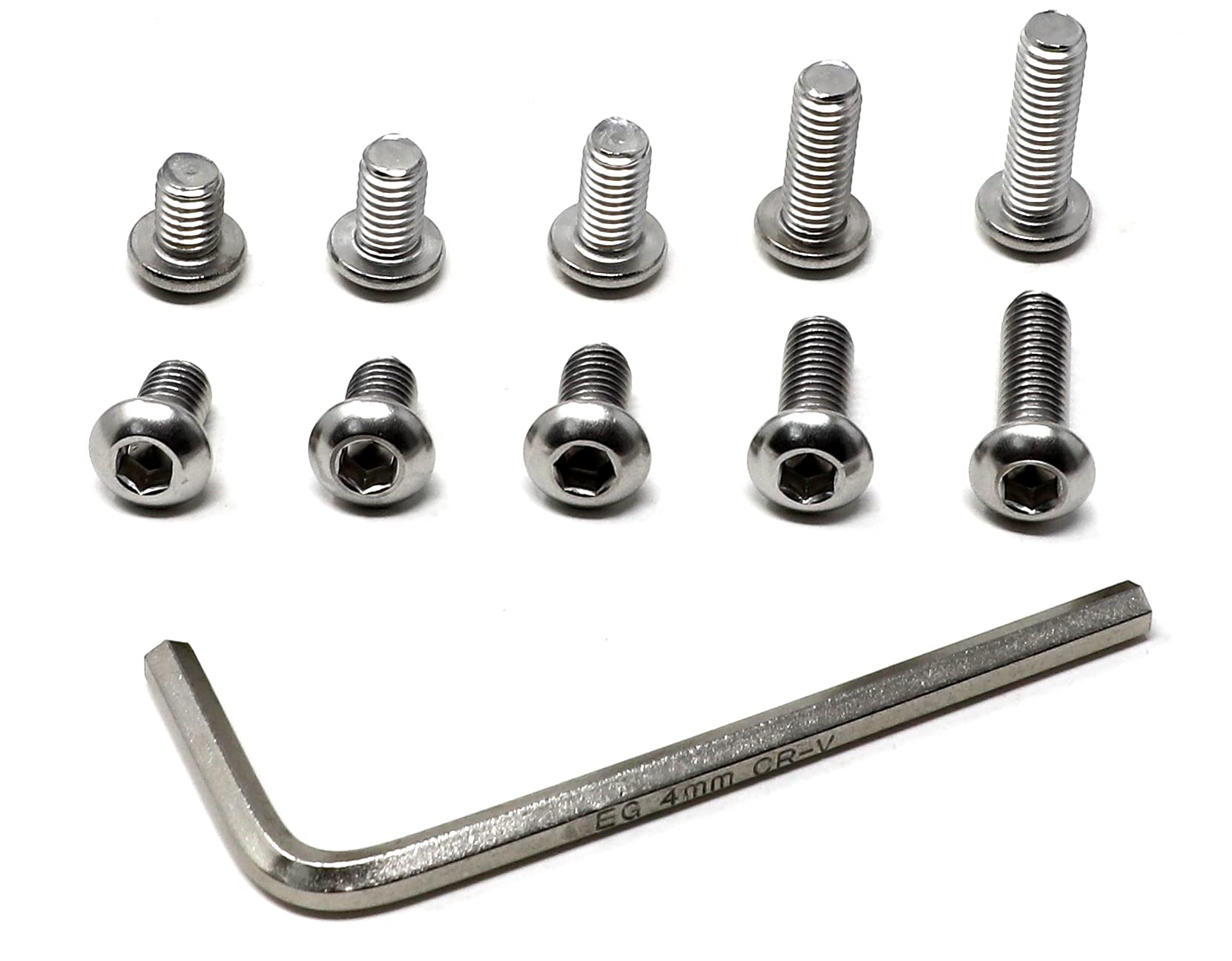 iexcell 50 Pcs M6 x 8/10/12/16/20 Stainless Steel 304 Hex Socket Button Head Cap Screws Bolts Assortment Kit, Thread Pitch 1.0 mm