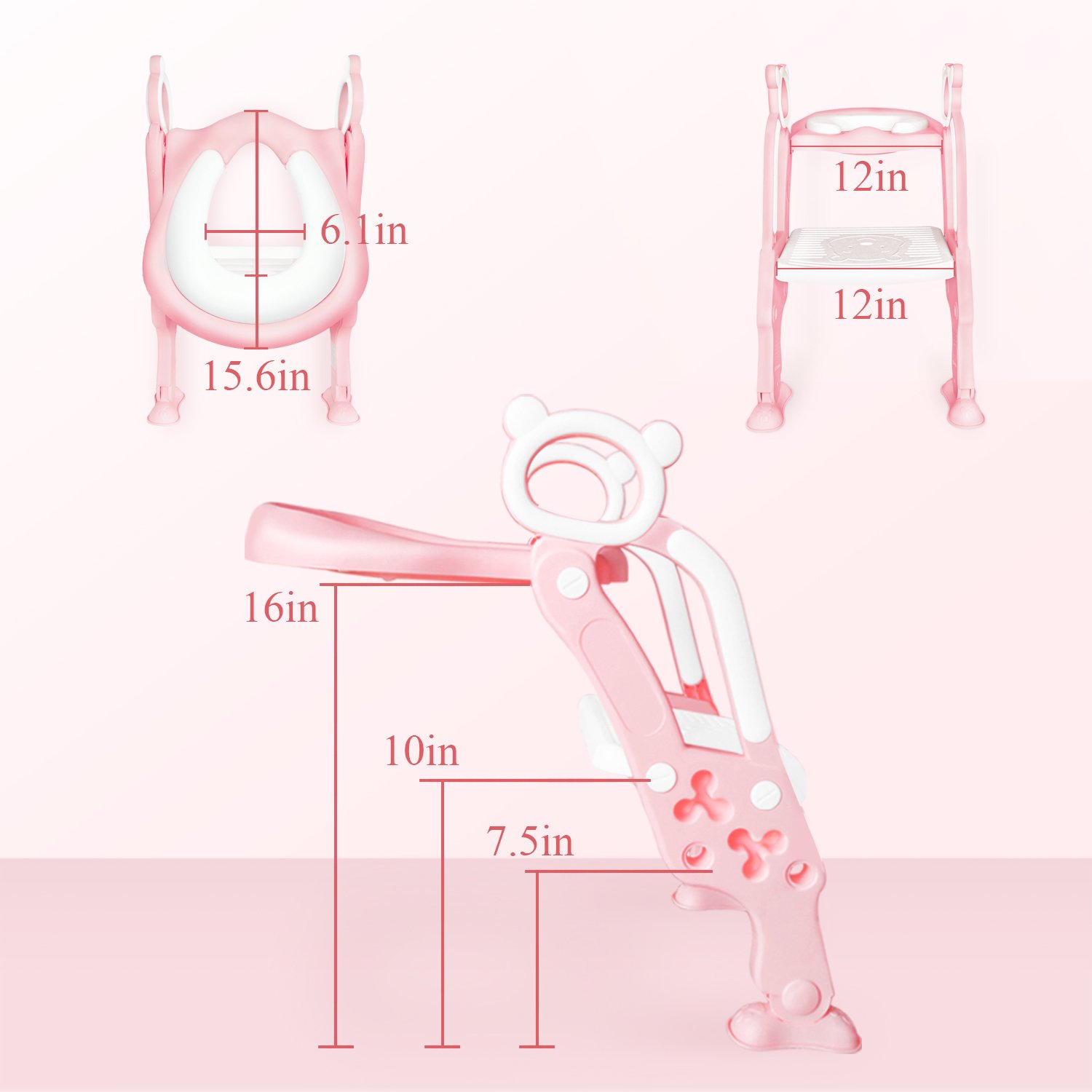 GrowthPic Toddler Toilet Training Seat Ladder with Sturdy Non-Slip Wide Step and Soft Cushion for Girls with Splash Guard(New)