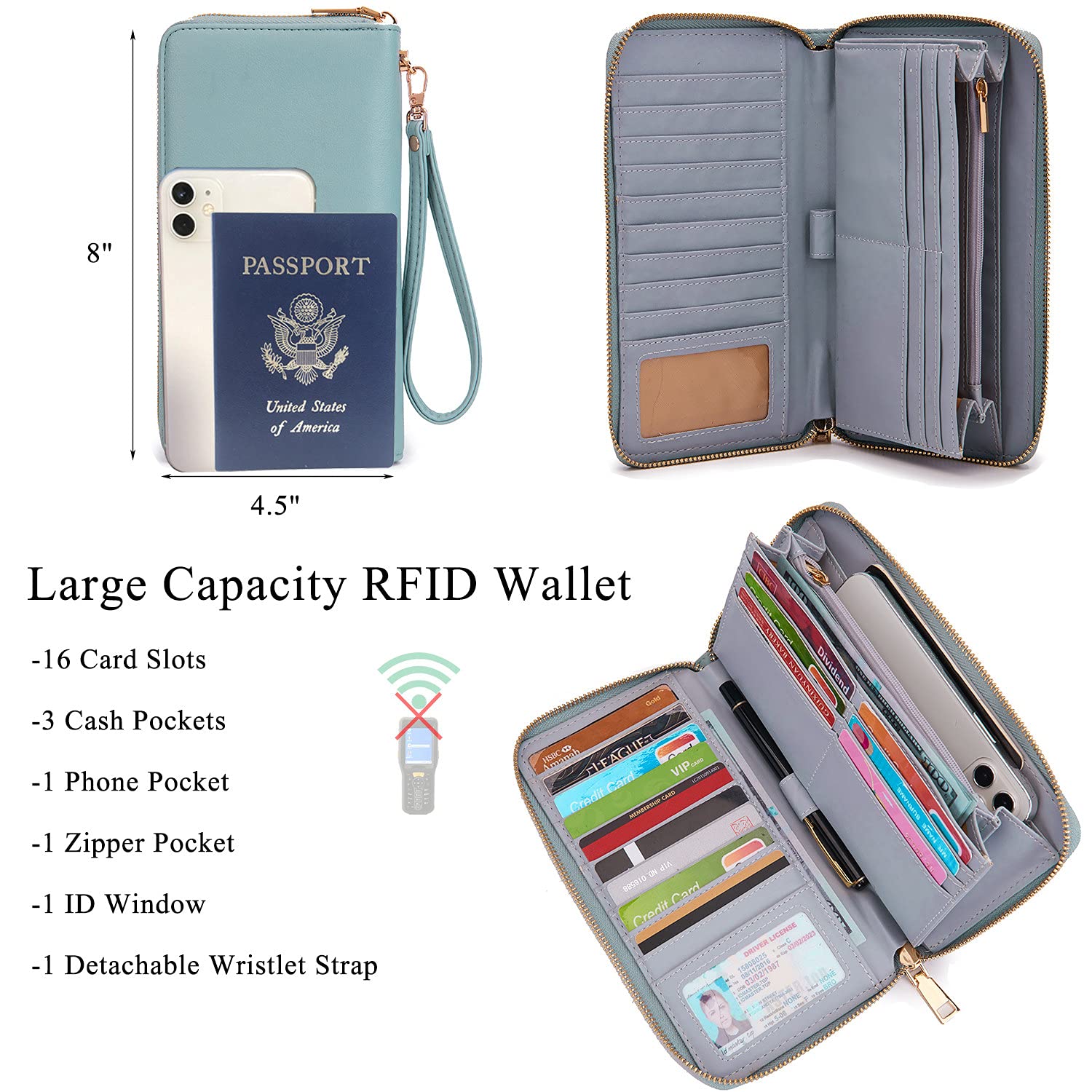 Large Crossbody Bags Ladies Shoulder Handbags Purse and Wallet Set for Women Totes Hobo Purses SkyBlue