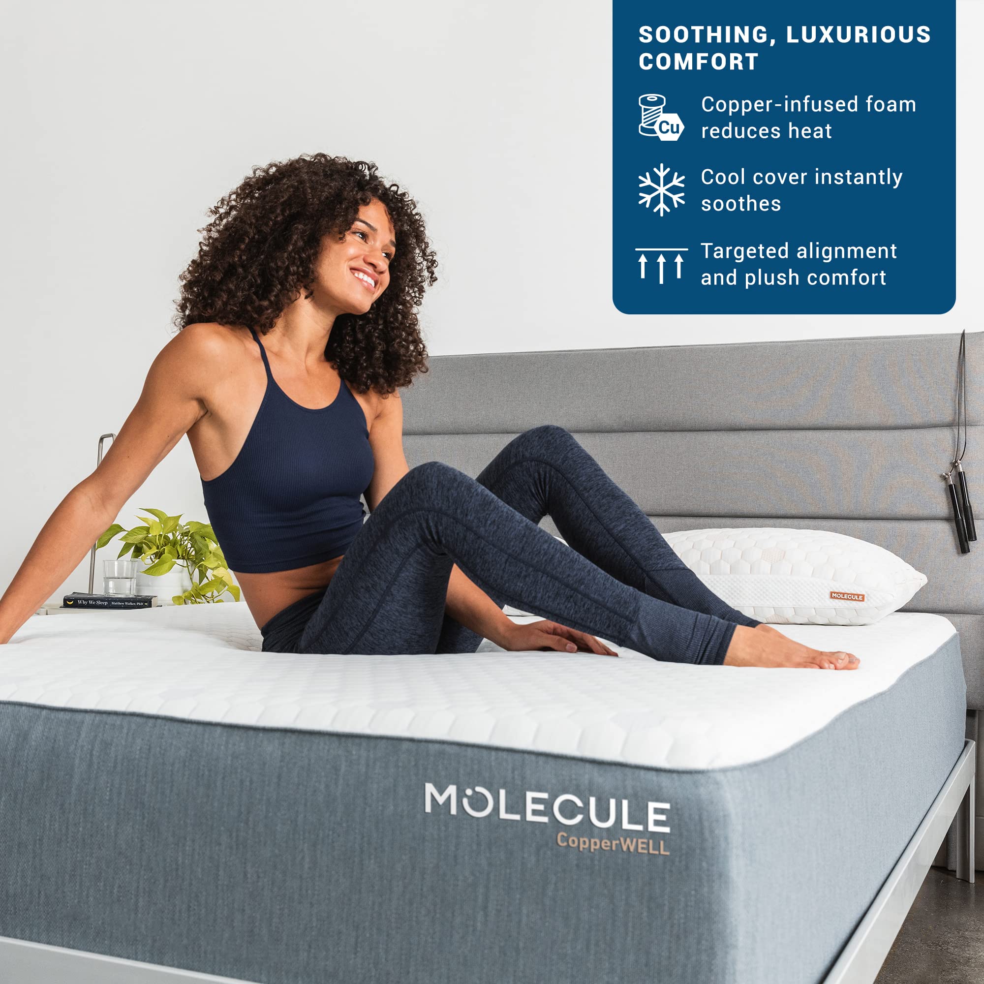 Molecule CopperWELL 12" Cooling Gel Memory Foam Medium Plush Mattress, King