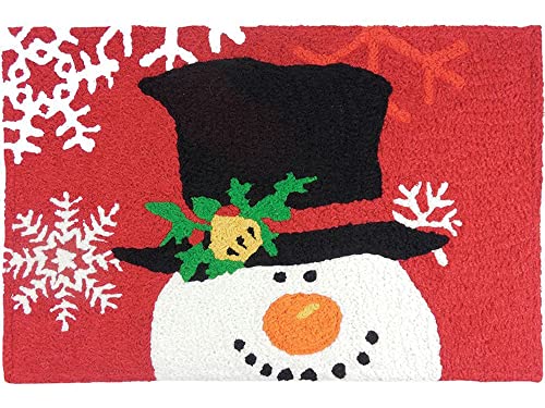 Jellybean Snowman with Magic Hat Winter Holiday DƩcor Indoor/Outdoor Washable 21" X 33" Accent Rug