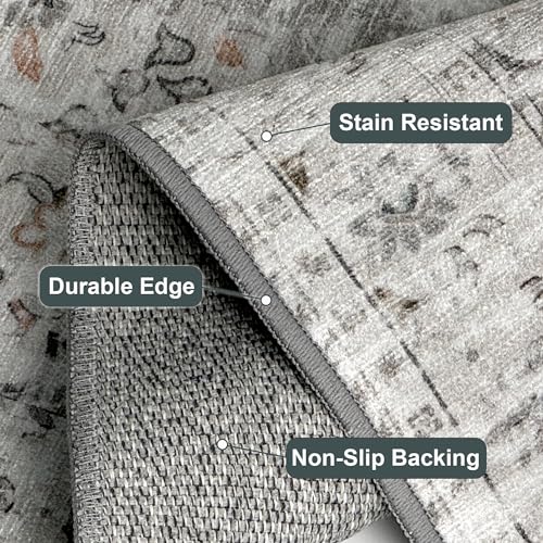 Area Rug 4x6 - Machine Washable Rug for Living Room, Non Slip Rug for Bedroom Dining Room Office Carpet