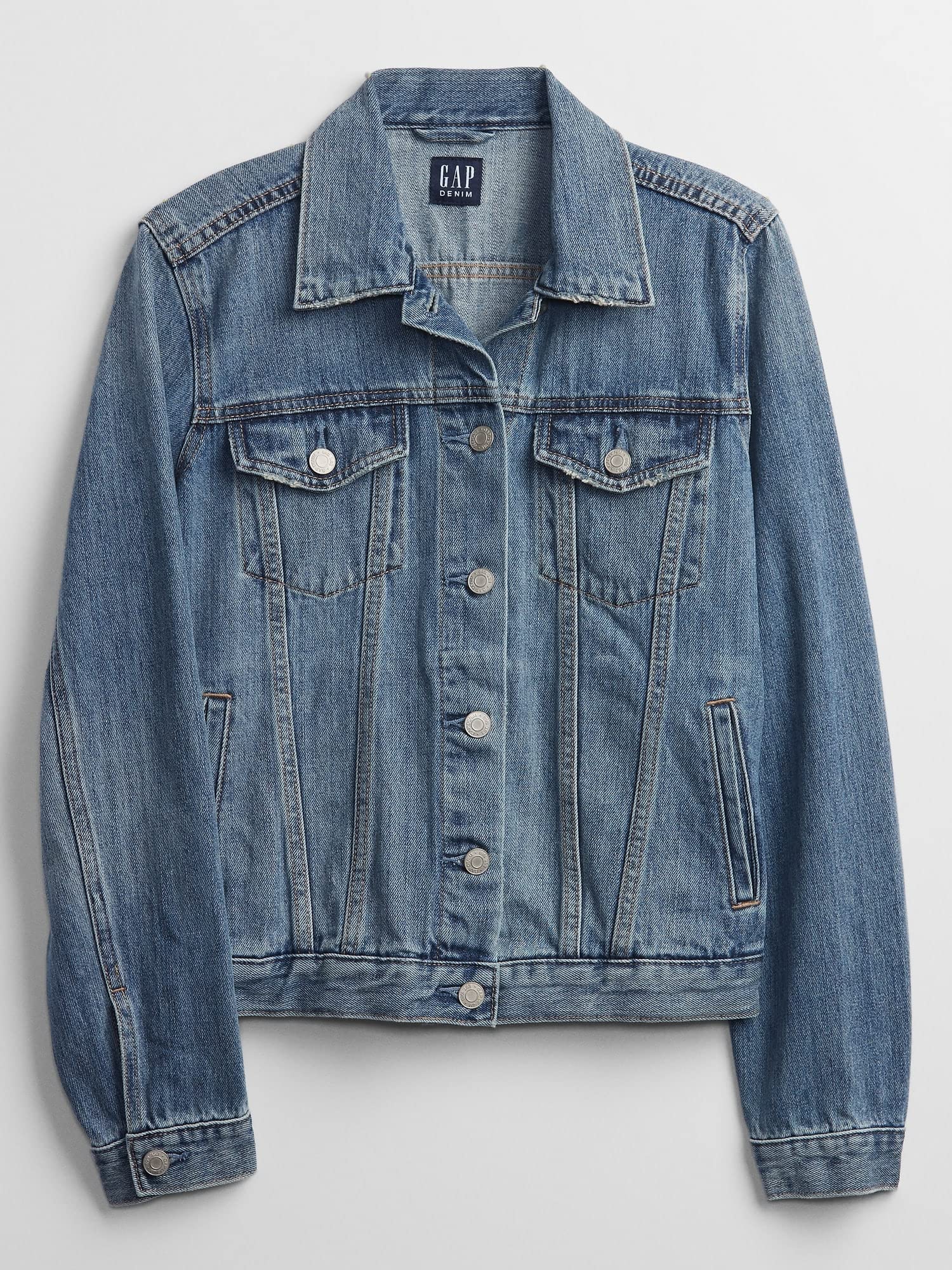 GAP womens Icon Denim Jacket, Medium Wash, X-Large US