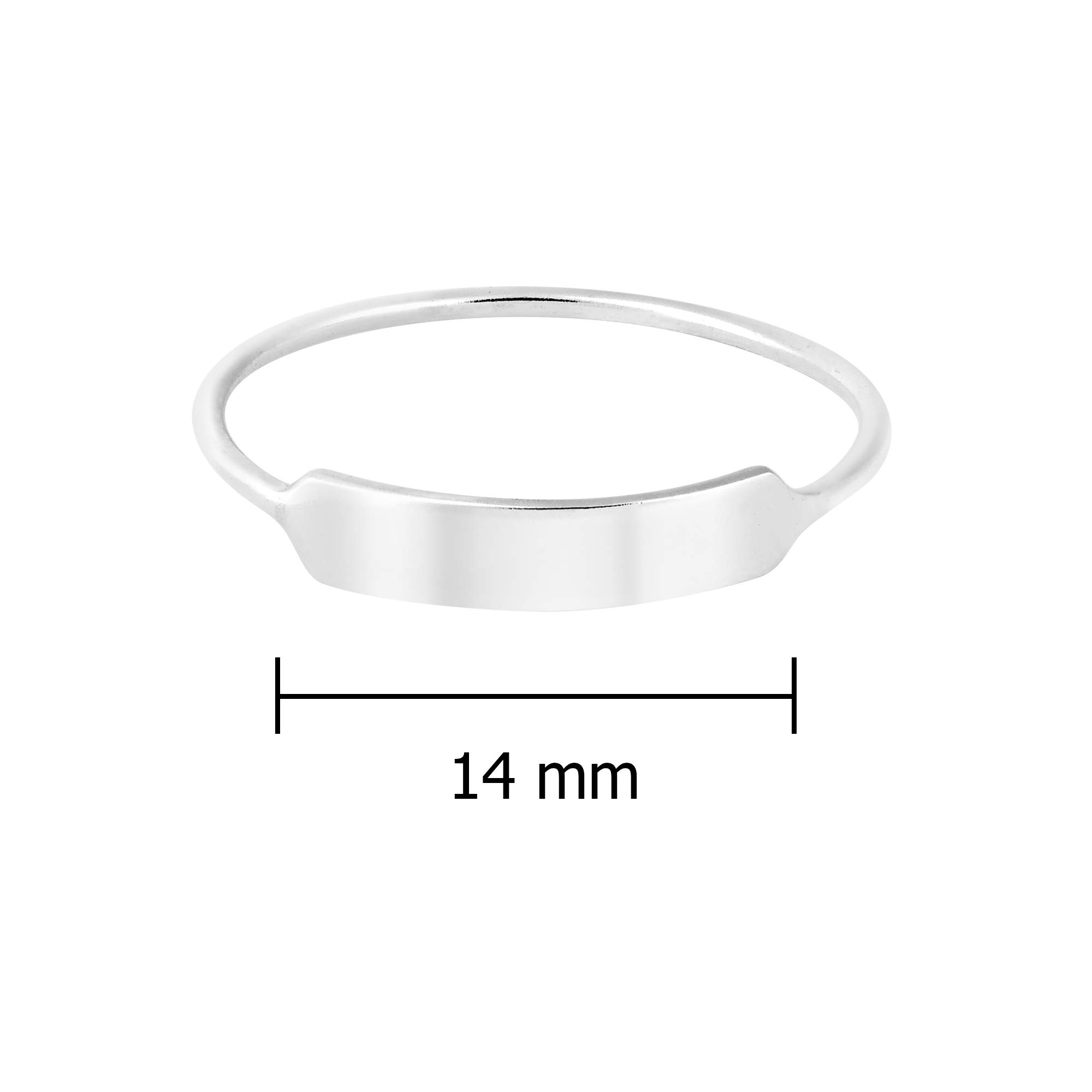 AeraVida Dainty Sleek Shiny Simple Engravable Rectangle Bar .925 Aesthetic Sterling Silver Ring for Woman - Size 7