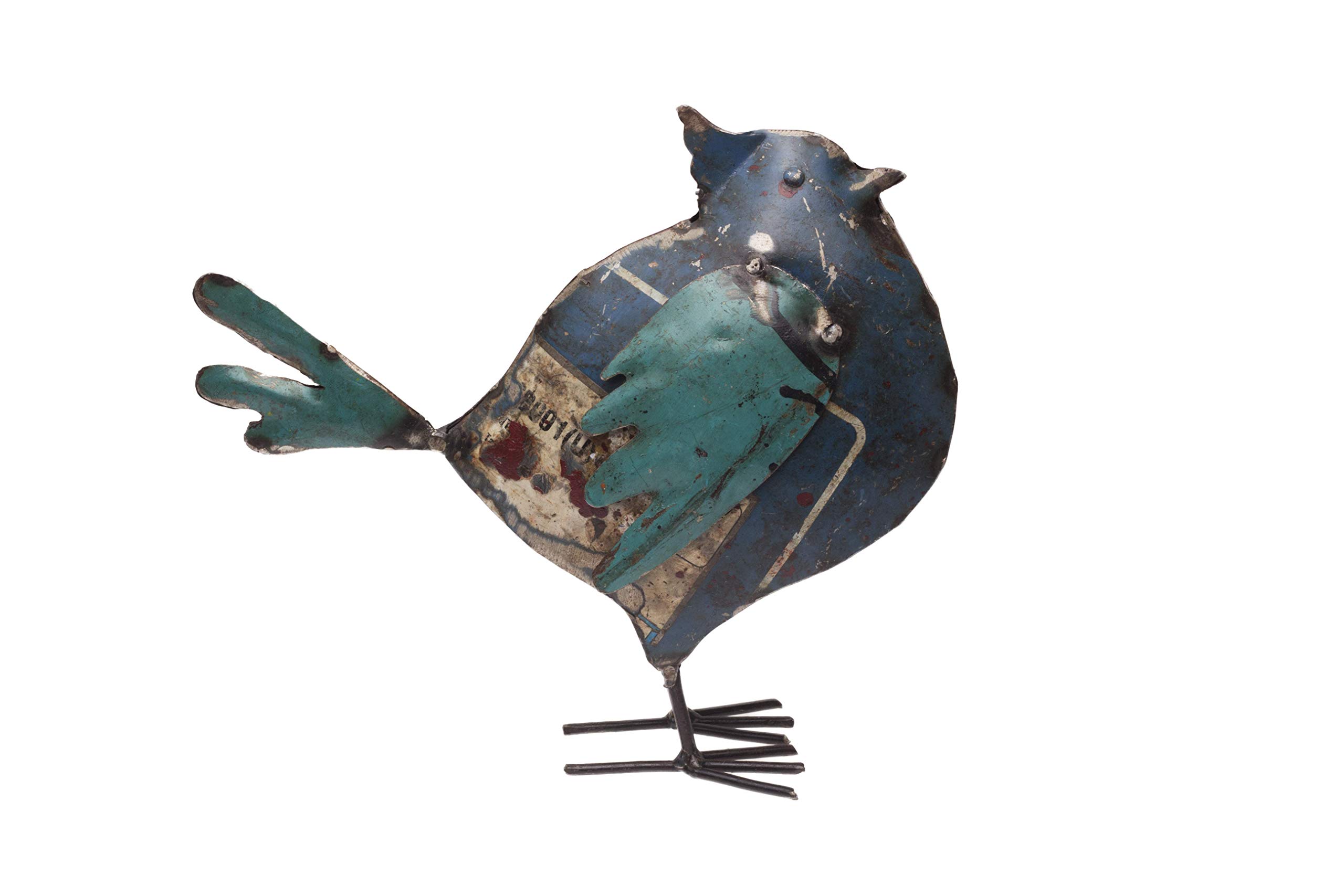 DeKulture Antique Bird Figurine: Vintage Metal Sculpture, Bird Statues for Collection, Rustic Home Accents (9.5x1.5x9 Inches)