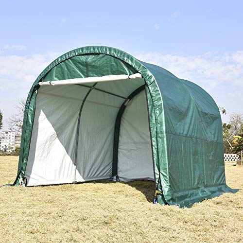 Bestmart Heavy Duty Carport with Zipper Portable Garage Outdoor Storage Shed Canopy Green,10x10ft