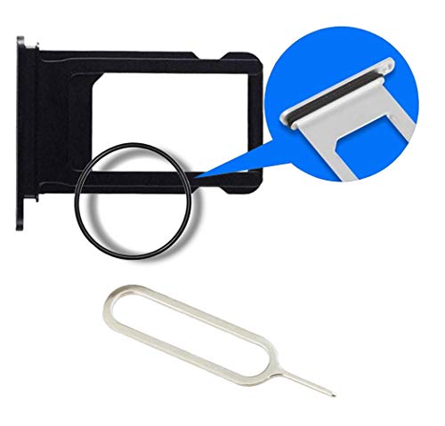MMOBIEL SIM Card Slot Tray Holder Replacement Compatible with iPhone SE 2022 / SE 2020 / 8 Series - Incl. Rubber Gasket and Sim Pin - Black
