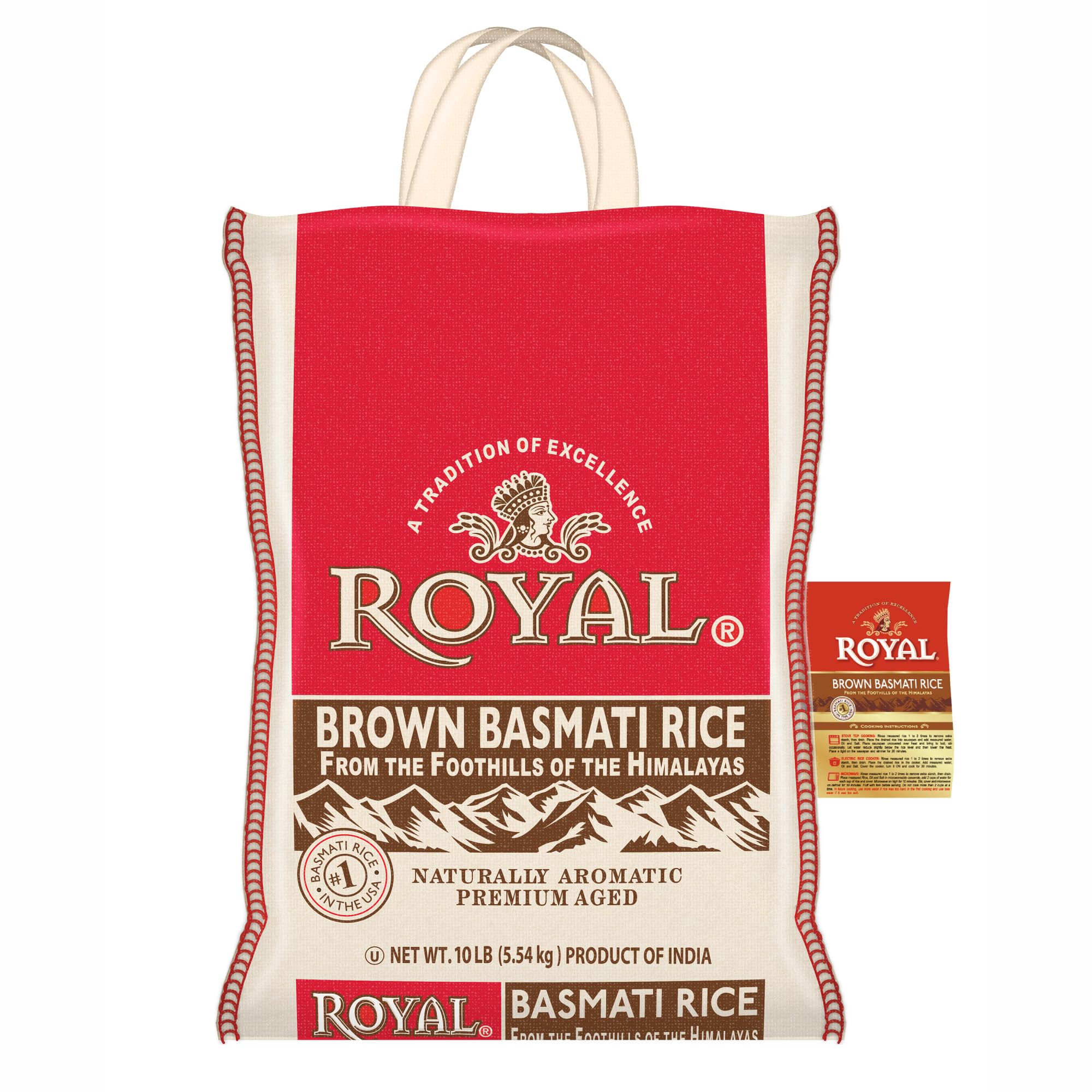 Authentic Royal Basmati Brown Rice, 10 Pounds, Whole Grain, Naturally Gluten Free and Vegan