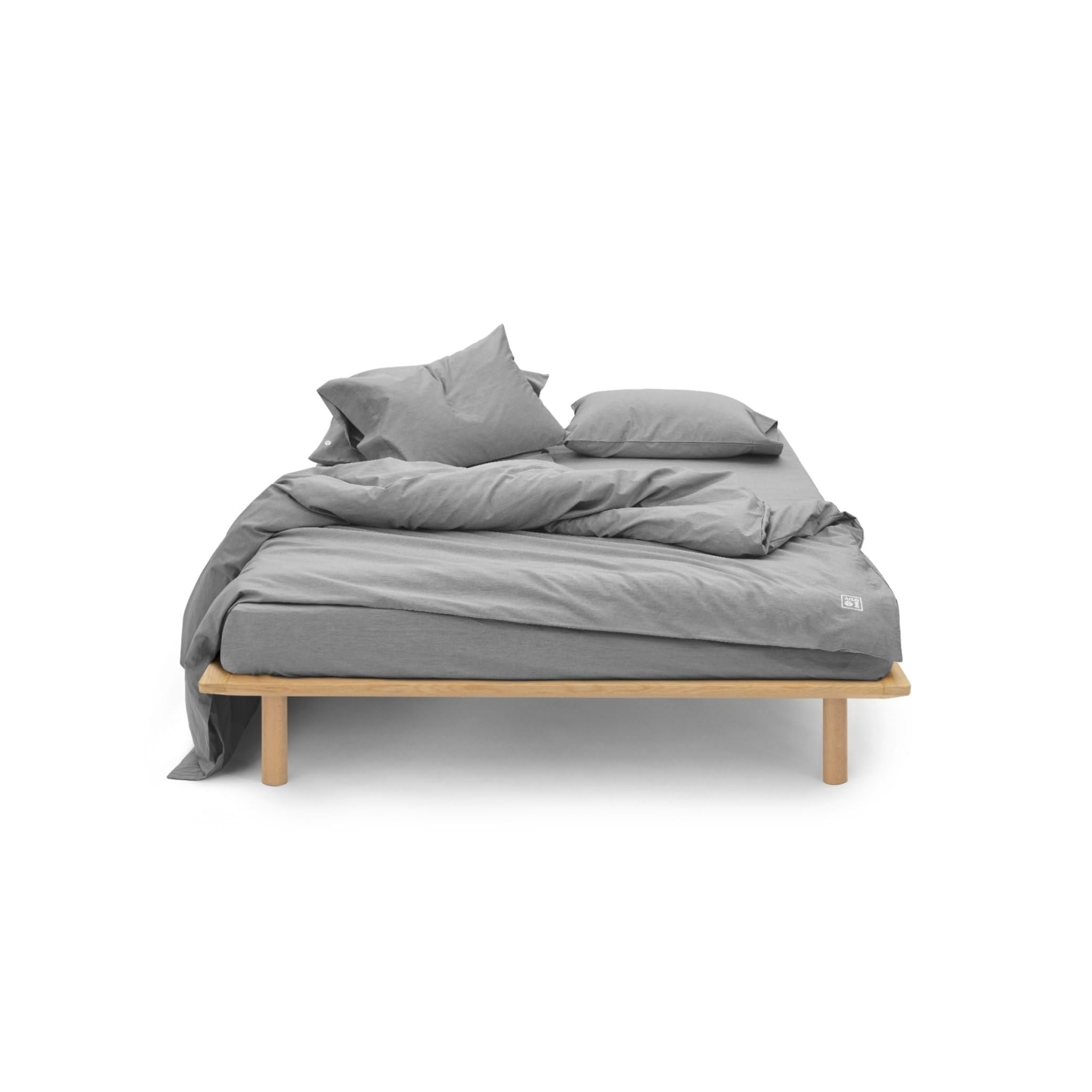 AIZOME Duvet Cover Set Made from 100% GOTS Organic Cotton, Non-Toxic Plant-Dyed No PFAS Synthetic Free No Petrochemicals Breathable Hypoallergenic for Sensitive Skin, 4-Piece (Silver Sumac, Queen)