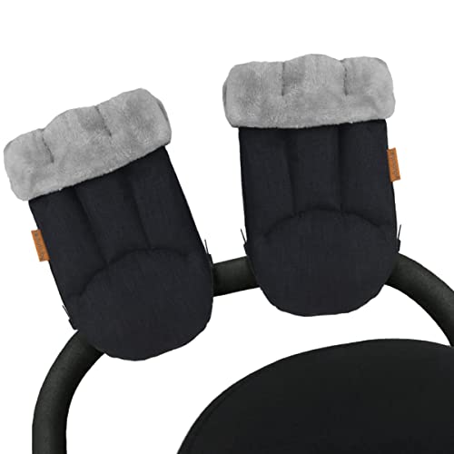 liuliuby CozyMitts - Insulated Stroller Gloves/Stroller Hand Muff - Stroller Accessories for Winter - Water Repellent Stroller Mittens for Freezing Cold Weather - Hand Warmers (Black)