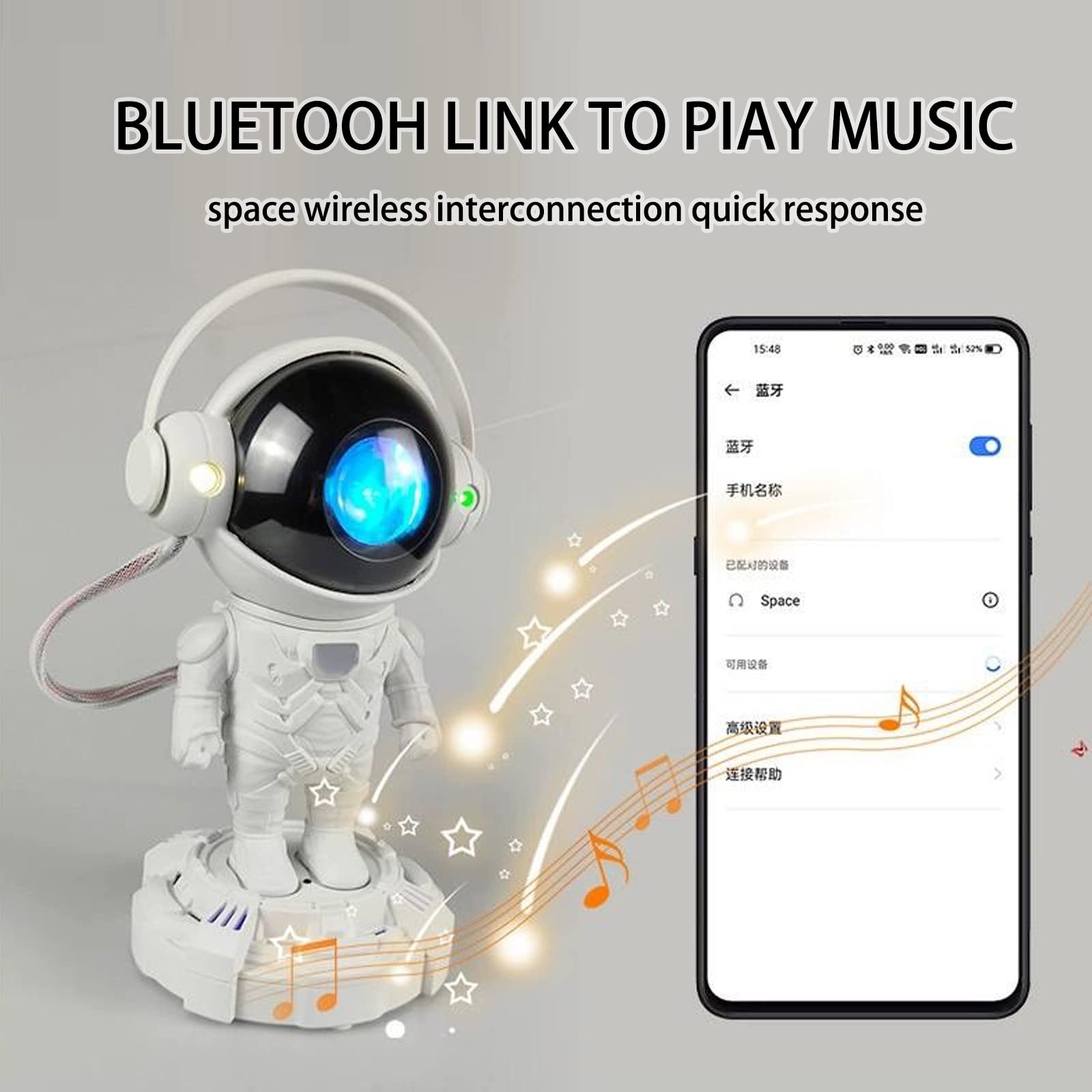 Astronaut Star Space Projector Galaxy Night Light with Sound Box with Timer, Remote Control, Bedroom Decor Aesthetics, Gifts for Kids and Adults