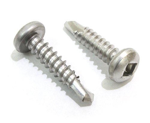 Bolt Dropper 8 x 3/4" Stainless Pan Head Square Drive Sheet Metal Self Tapping Drilling Screws, (100pc) 410 SS, Corrosion Resistant Choose Size and Qty,.