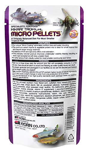 Hikari Tropical Semi-Floating Micro Pellets Fish Food, 0.77 Oz (22g)