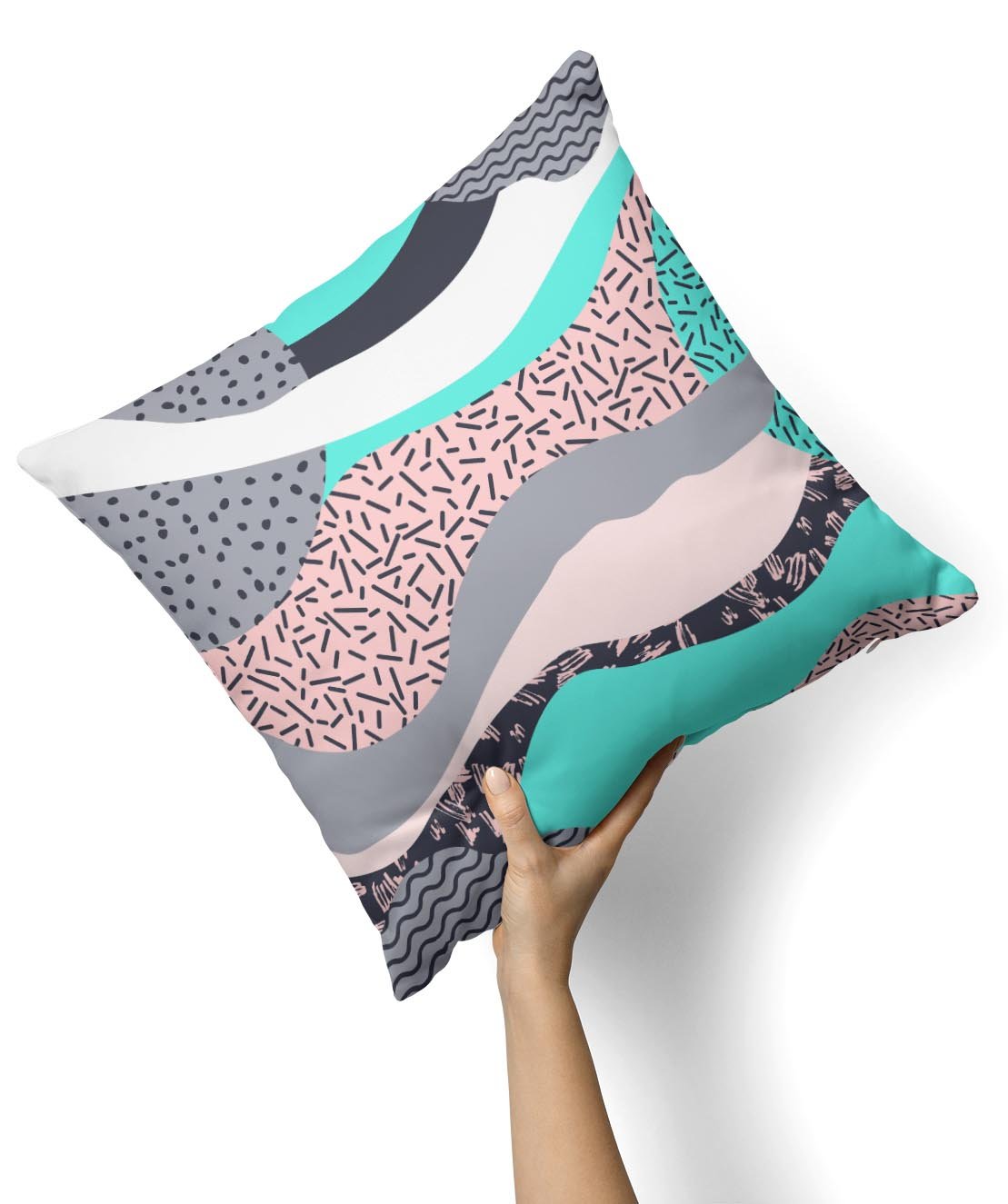 iiRov Summer Design Ink-Fuzed Decorative Throw Pillow - Retro Summer Mint and Coral