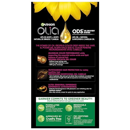Garnier Hair Color Olia Ammonia-Free Brilliant Color Oil-Rich Permanent Hair Dye, 4.62 Dark Garnet Red, 1 Count (Packaging May Vary)