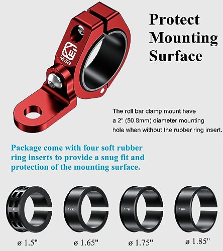 BRCOVAN Whip Light Flag Mount Solid Aluminium Alloy Light Bar Mounts Mounting Bracket Tube Clamp Fit on 1.5''/1.65''/1.75''/1.85''/2'' Roll Cage Bull Bar Roof Rack for ATV UTV Truck (Red)