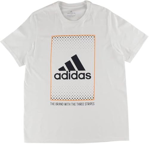 adidas Mens Badge of Sport Box Fade T-Shirt, White, Large