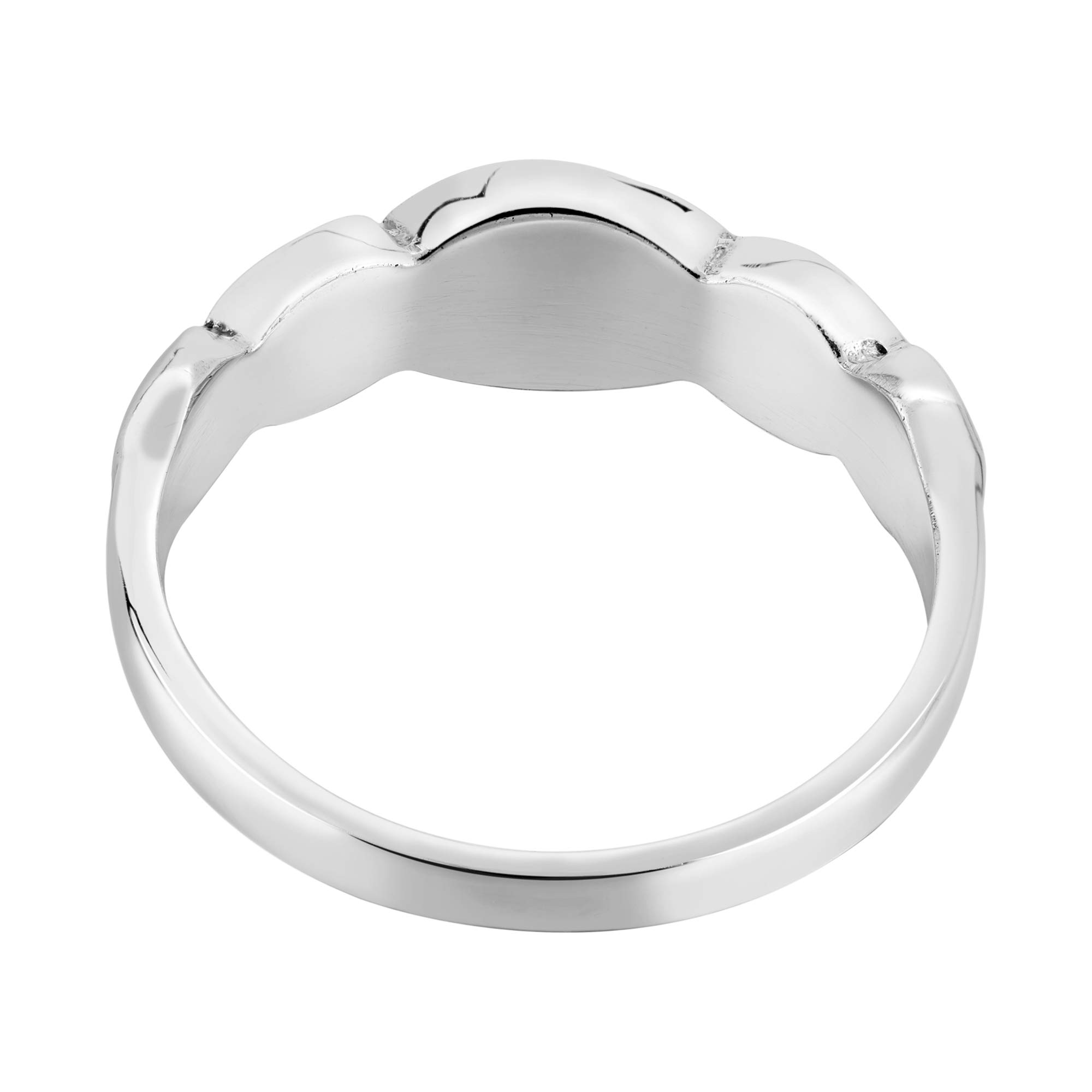 AeraVida Fancy Row of Natural White Shiva Shell .925 Sterling Silver Band Ring white