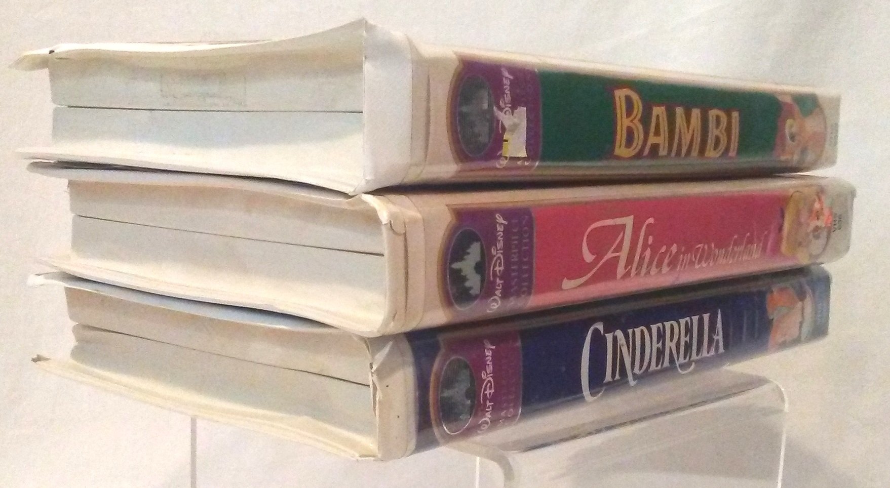 Set of 3 Disney Family Entertainment Videos ~ Bambi VHS, Cinderella VHS, Alice in Wonderland VHS