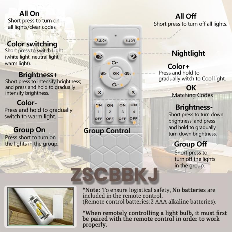 ZSCBBKJ E12 Smart Bulbs Dimmable, 7W E12 LED Bulbs with 2.4GHz Remote Control (No Battery), Stepless Dimming (2700K~6500K) & Color Changing (Warm~White) Bulbs (Pack of 4)