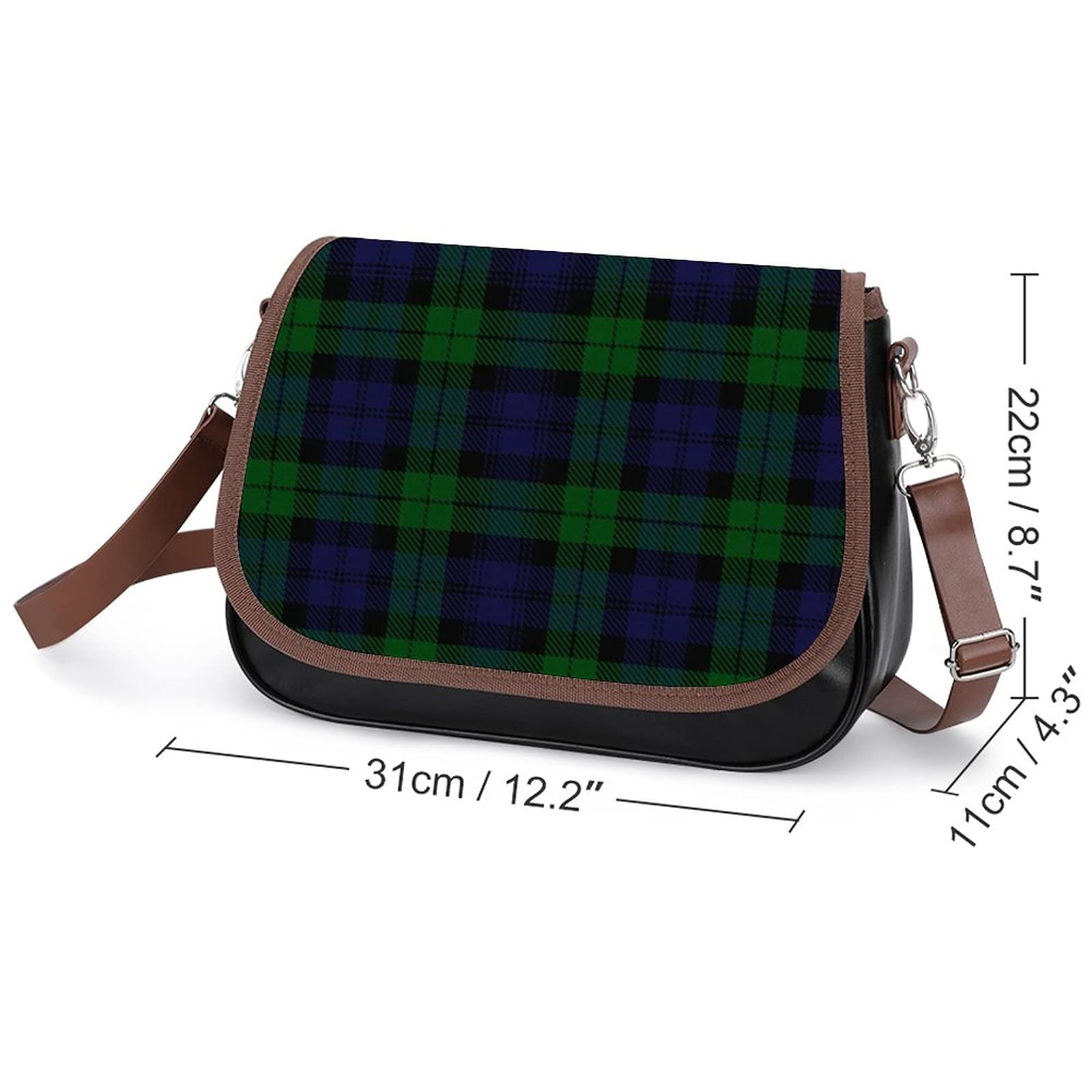 FunnyStar Black Watch Plaid Women's Crossbody Bag Messenger Handbags Purse with Adjustable Shoulder Strap