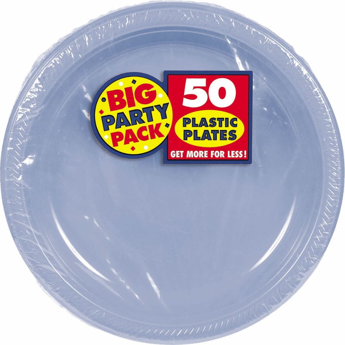 Amscan Big Party Pack Plastic Lunch Plates, 50 pieces, Pastel Blue