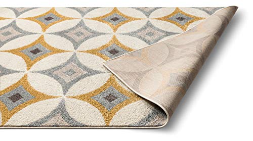 Well Woven Greyson Scanadnavian Retro Diamond Geometric Grey & Gold Area Rug 8x11 (7'10" x 9'10")