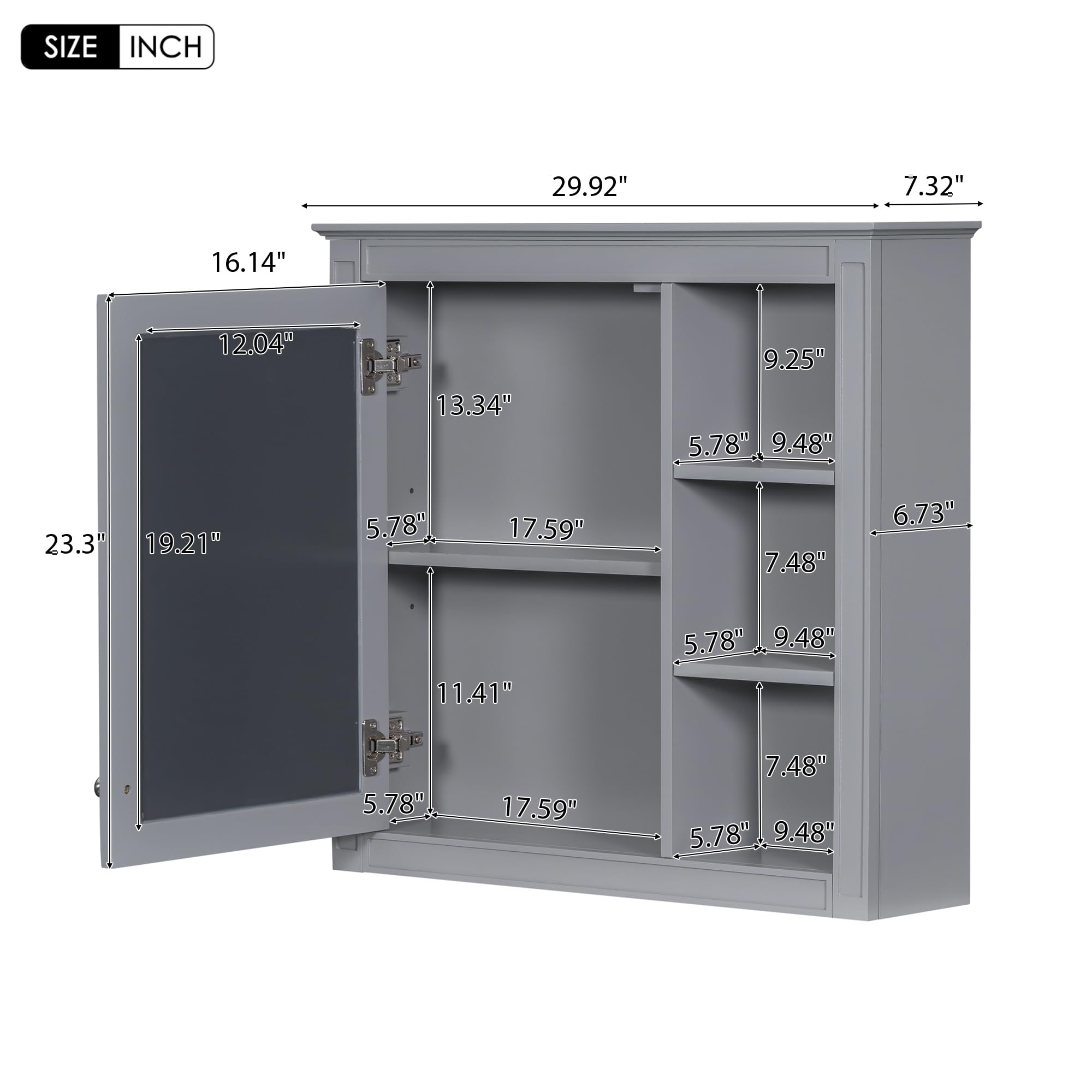 Merax Bathroom Medicine Cabinet with Mirror, Wall Mounted Bathroom Storage Cabinet with Mirror Door & 3 Adjustable Opening Shelf, Over The Toilet Space Saver Storage Cabinet
