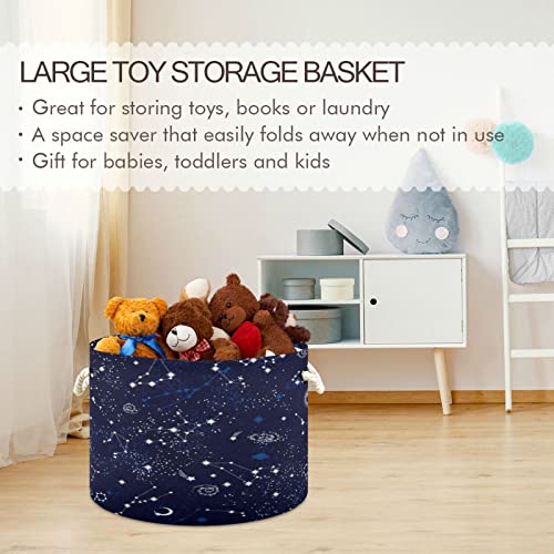 Kigai Cotton Rope Basket Space Galaxy Constellation Sun Moon Large Storage Basket for Toys Blanket Baby Laundry Basket for Nursery, Closet, Bedroom, Home Organization