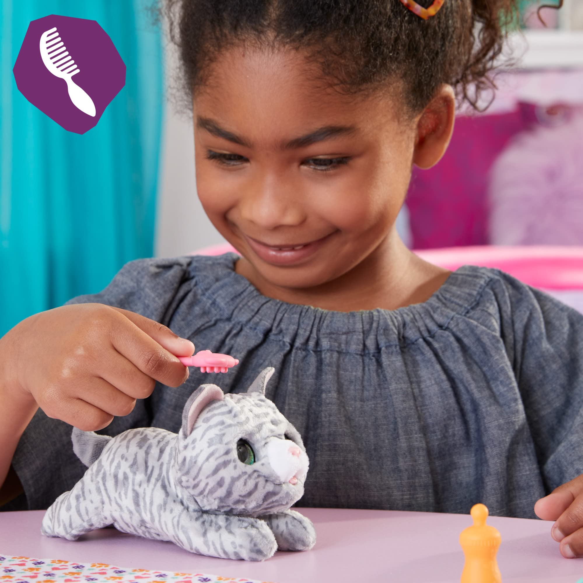 FurReal Newborns Kitty Interactive Animatronic Plush Toy: Electronic Pet with Sound Effects and Closing Eyes, for Kids Ages 4 and up