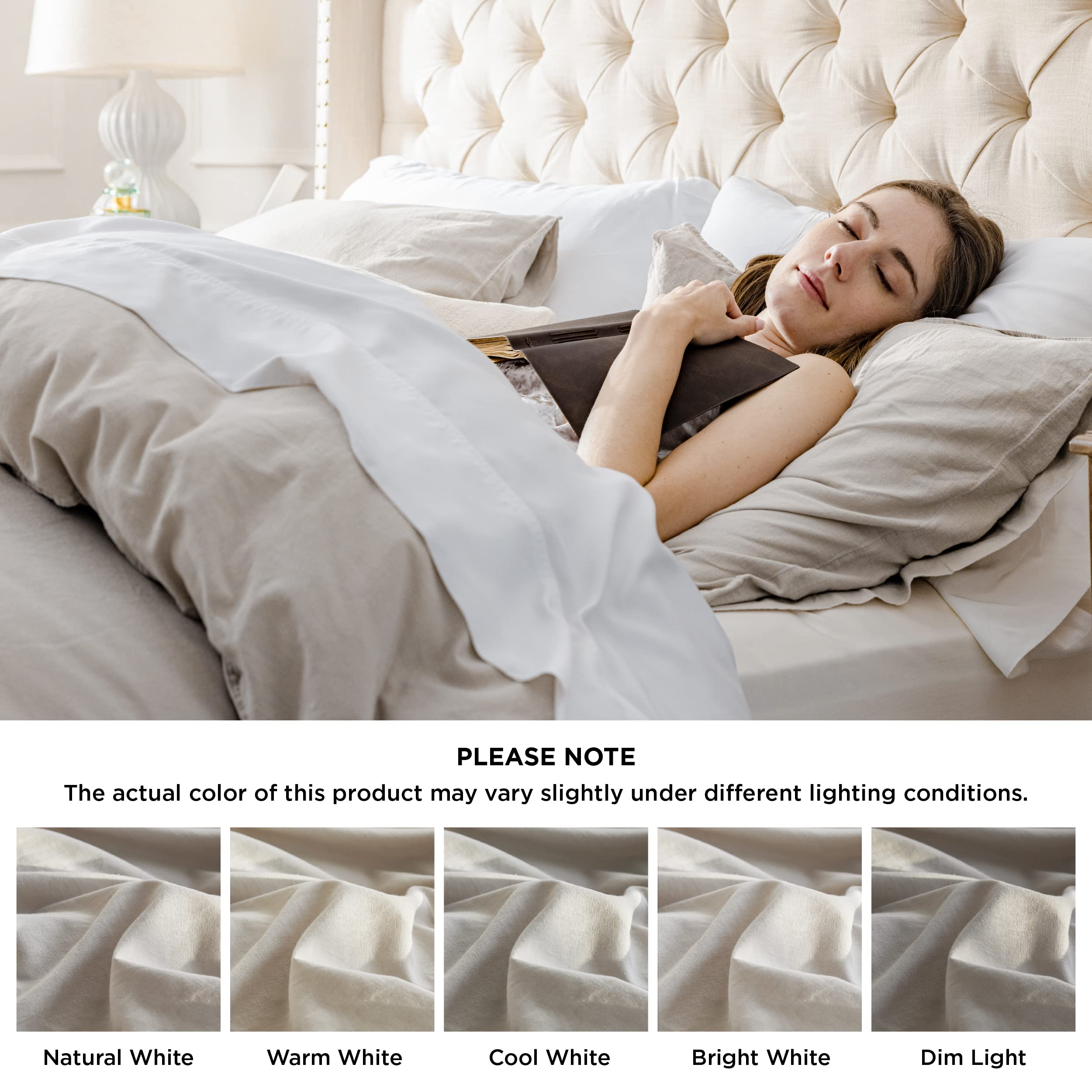 Bedsure Queen Comforter Duvet Insert with Corner Tabs Bundle Linen Cotton Duvet Cover Queen Size Set
