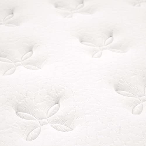 Modway Jenna 10β Queen Innerspring Mattress Quality Quilted Pillow Top-Individually Encased Pocket Coils-10-Year Warranty, White