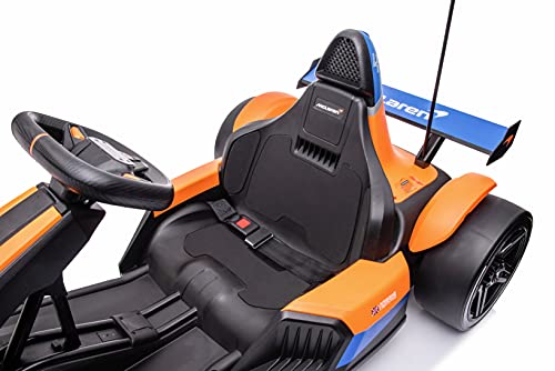DAKOTT McLaren Electric Go Kart for Kids Ages 6-12, Up to 154 lbs, 24V 4-Wheel Electric Go Cart, 5-9 MPH Speed W/Drift Function, Orange, Large