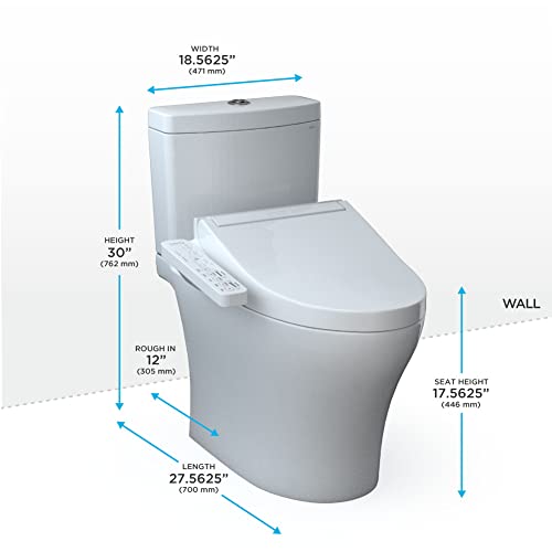 Aquia IV 2-Piece 0.8/1.28 GPF Dual Flush Elongated ADA Comfort Height Toilet in Cotton White, C2 Washlet Seat Included