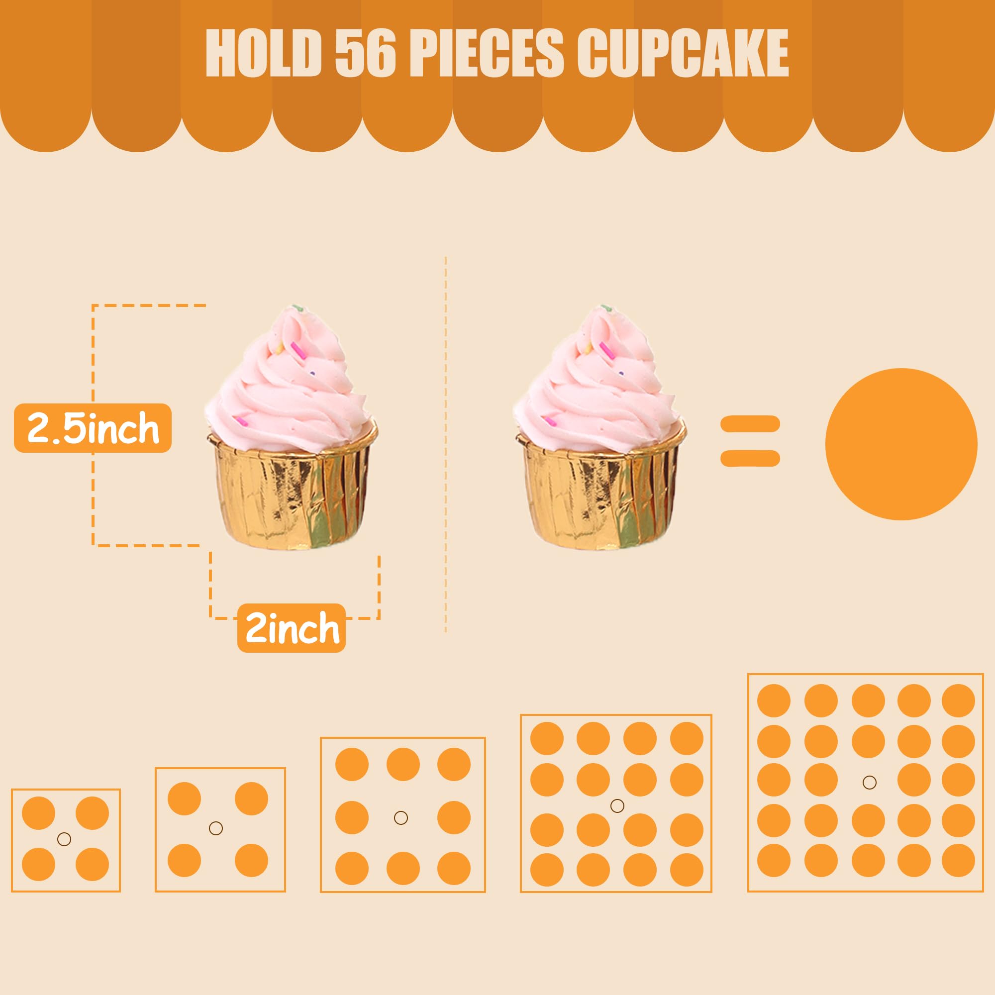 Antimbee 5 Tier Clear Acrylic Cupcake Stand with Gold LED Light String, Square Cup Cake Holder Tower Display