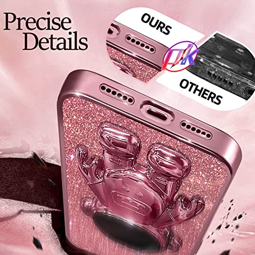 Buleens for iPhone 12 Pro Max Case Astronaut, Clear Cases for iPhone 12 Pro Max with Glitter Paper & Spaceman Stand, Women Girls Cute Electroplated Sparkly Space Phone Cover for 12 Promax