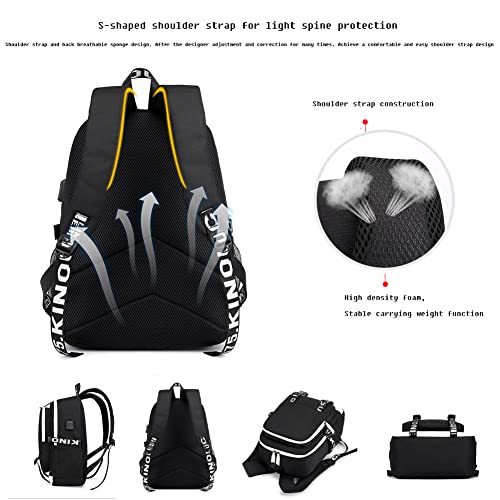 Casual Business Luminous Laptop Backpack USB Headphone Port University Student Men Women School Bag Outdoor Travel Bookbag (Ghost face)