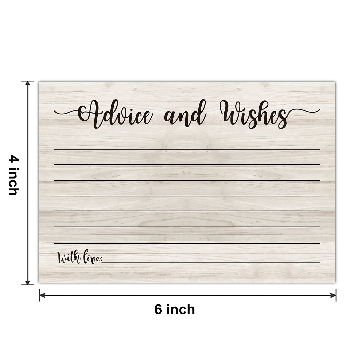 FARHTINANFX Advice and Wishes Cards, 50 Cards, for Wedding, New Mr and Mrs, Baby Shower, Retirement, Graduation, Anniversary (4" x 6")