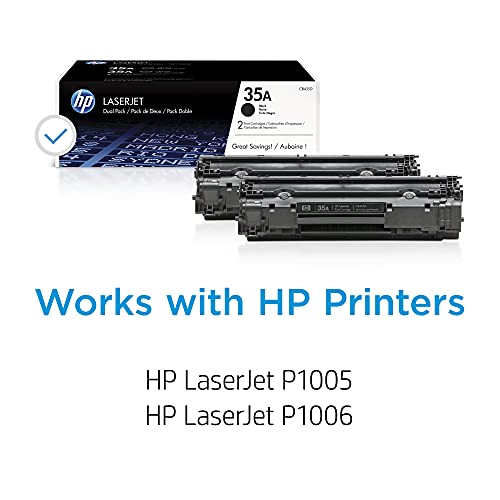 HP 35A Black Toner Cartridges (2-pack) | Works with HP LaserJet P1005, P1006 | CB435D