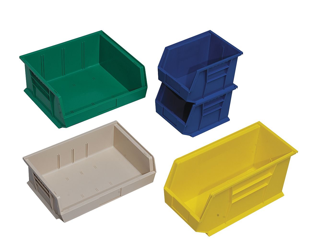 Quantum QUS220RD Ultra Stack and Hang Bin, 7-3/8" Length x 4-1/8" Width x 3" Height, Red, Pack of 24
