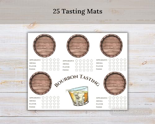 Bourbon flight tasting mat and guide sheet. Bourbon tasting guide for bourbon party. Bourbon placemats, Bourbon lover. Bachelor party games for bourbon party