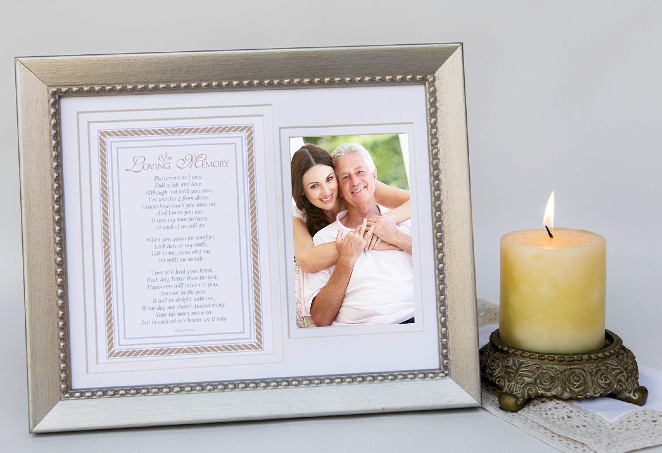 In Loving Memory Sentiment Memorial Picture Frame- Sympathy Gift for Loss of Loves Ones - Memorial Gift (Silver)