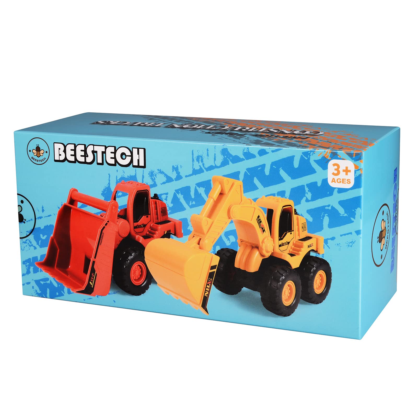 Construction Toys, Friction Powered Excavator Loader Truck Vehicles, Beach Sand Sandbox Toys for 3, 4, 5 Years Old Boys Kids Girls (2 Pack)