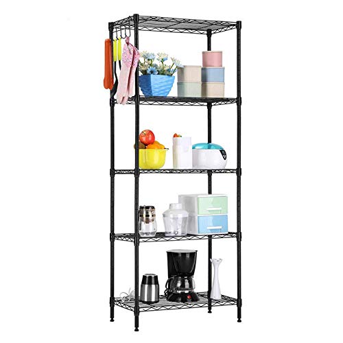 wenyuyu 5 Tier Storage Shelf Rack Black Metal Heavy Duty Wire Shelving Unit Organizer Shelves for Pantry Garage Closet Kitchen Laundry Bathroom
