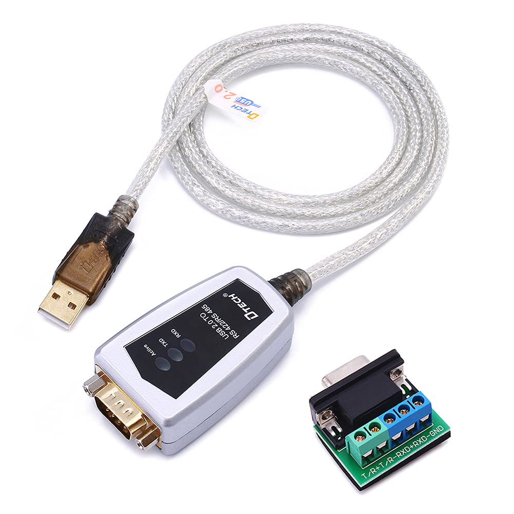 DTECH USB to RS422 RS485 Serial Port Adapter Cable with FTDI Chipset 5 Position Terminal Board for Windows 11 10 8 7 XP Mac (4 Feet)