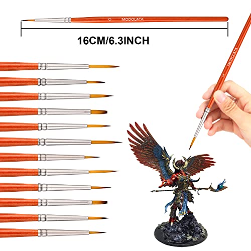 Fine Detail Brushes for Miniatures - 12 Pieces Model Paint Brushes for Acrylic, Watercolor - Airplane Kits, Ceramic, Plastic Model, Warhammer 40k