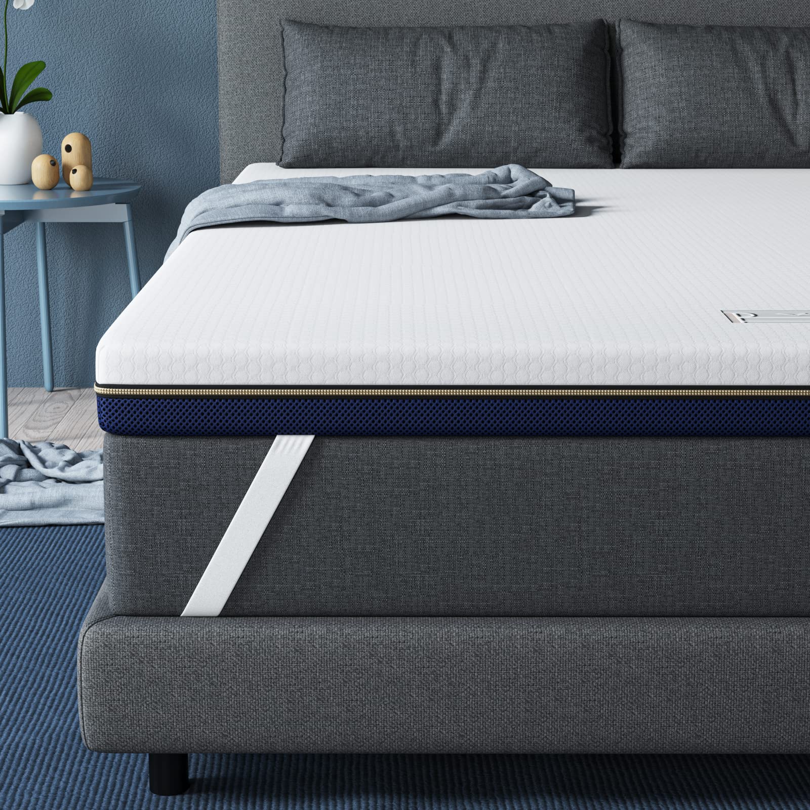 BedStory 4 Inch Firm Memory Foam Mattress Topper King Size - Extra Firm Bed Topper for Overweight Individuals, Back Pain Relief Enhanced Cooling Pad with Skin-Friendly Cover, CertiPUR-US Certified