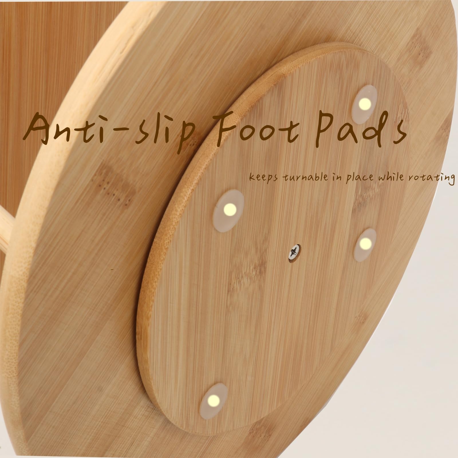 Auyeetek 2 Tier Bamboo Lazy Susan 10.5 inch Turntable Organizer Kitchen Spice Spinner Wooden Round Tray Countertop Storage for Cabinet Pantry Bathroom Dining Table Refrigerator,2 Sizes Brackets