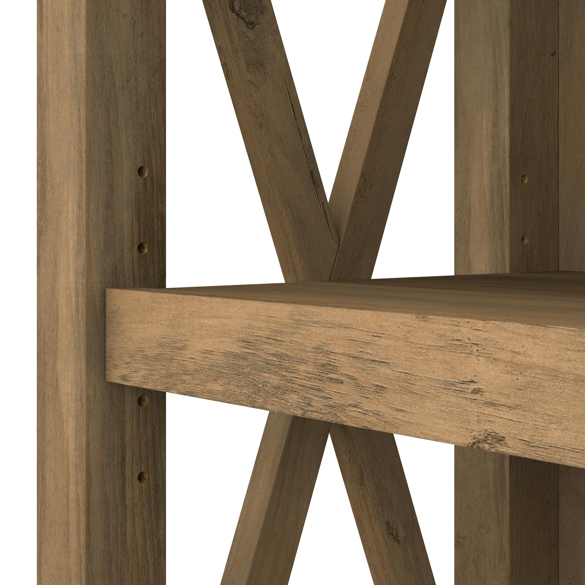 Bush Furniture Key West Tall 5 Shelf Bookcase in Reclaimed Pine | Large Book Shelf, Large Bookshelf for Living Room or Office